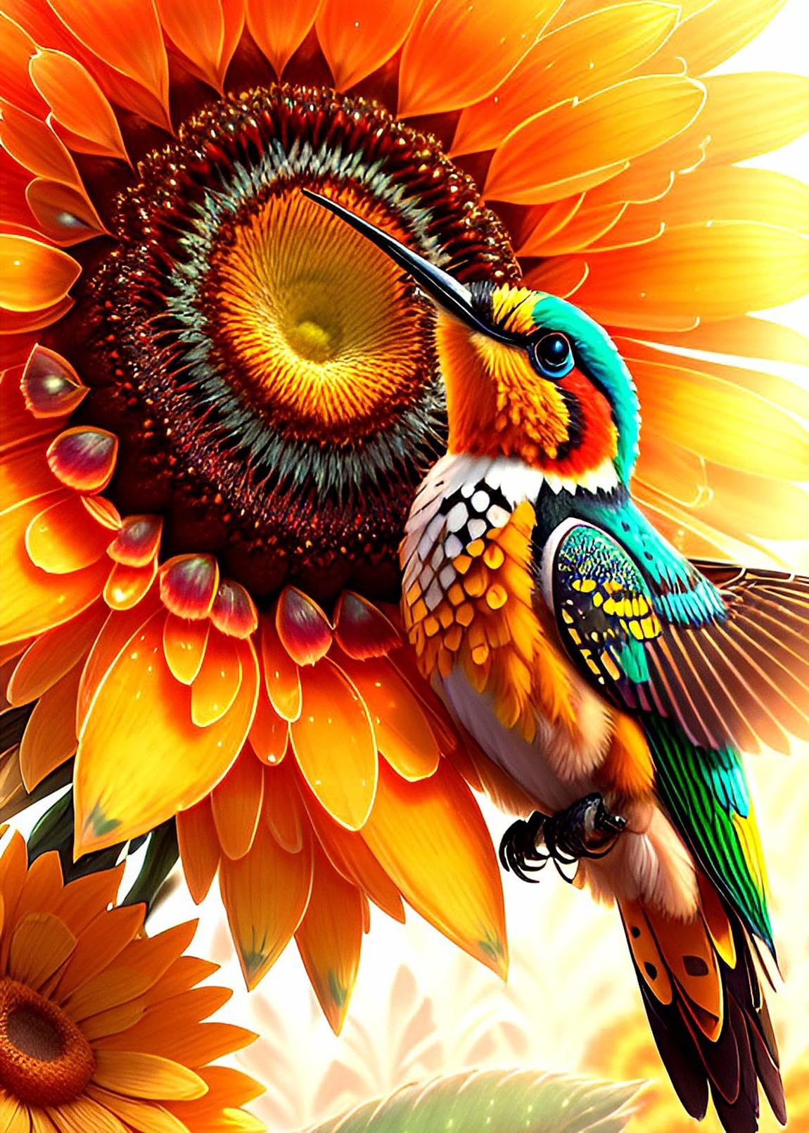 KINPLUB Hummingbird Diamond Painting Kits for Adults, 5D Bird Sunflower ...