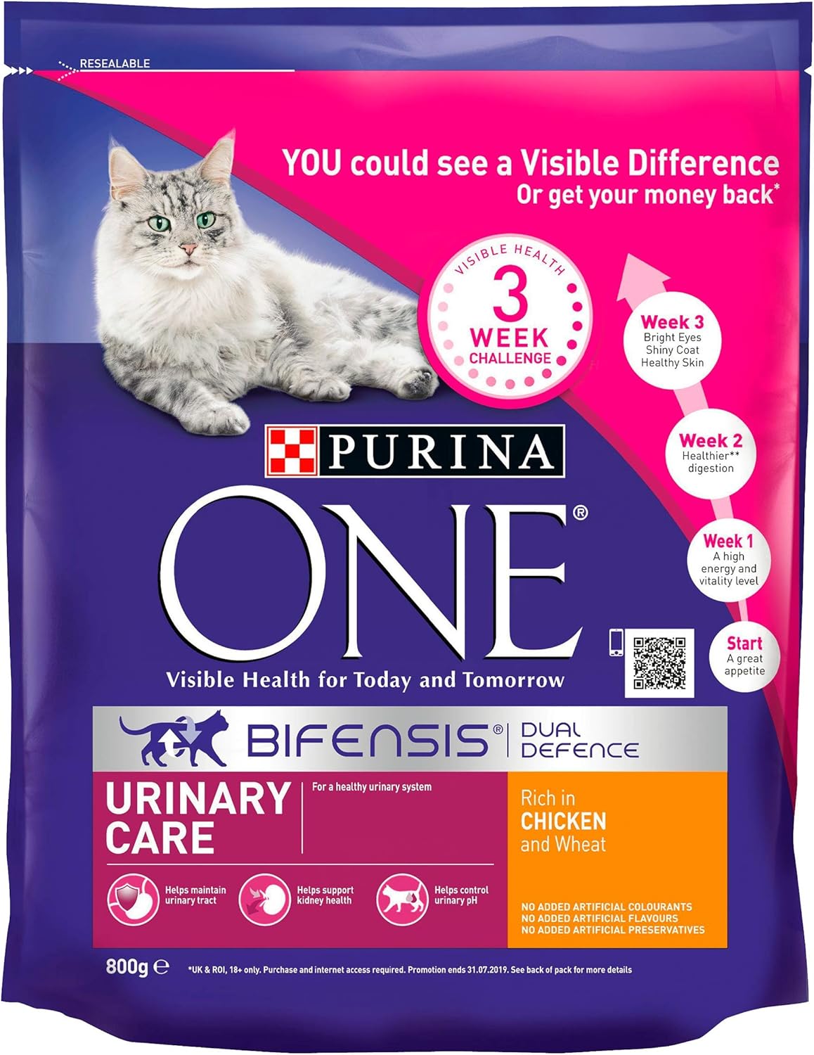Purina One Urinary Care Dry Cat Food Chicken, 800g: Amazon.co.uk: Prime ...