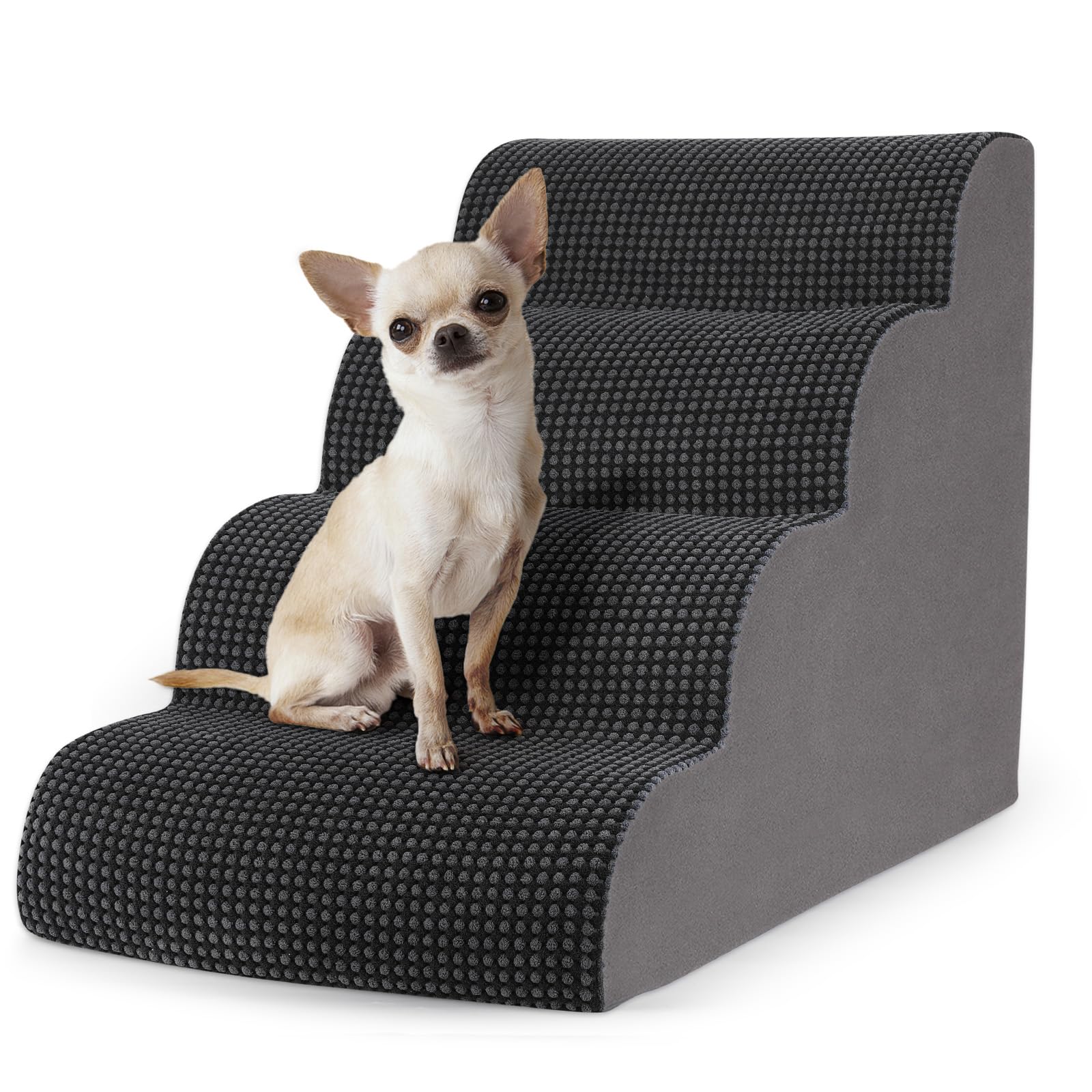 EASYSOAR Dog Stairs Ramp for Small Dogs, 4-Step Pet Stairs for Small ...