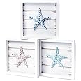 Amazon.com: TideAndTales Beach Decor Starfish Wall Art (Framed Set of 3 ...