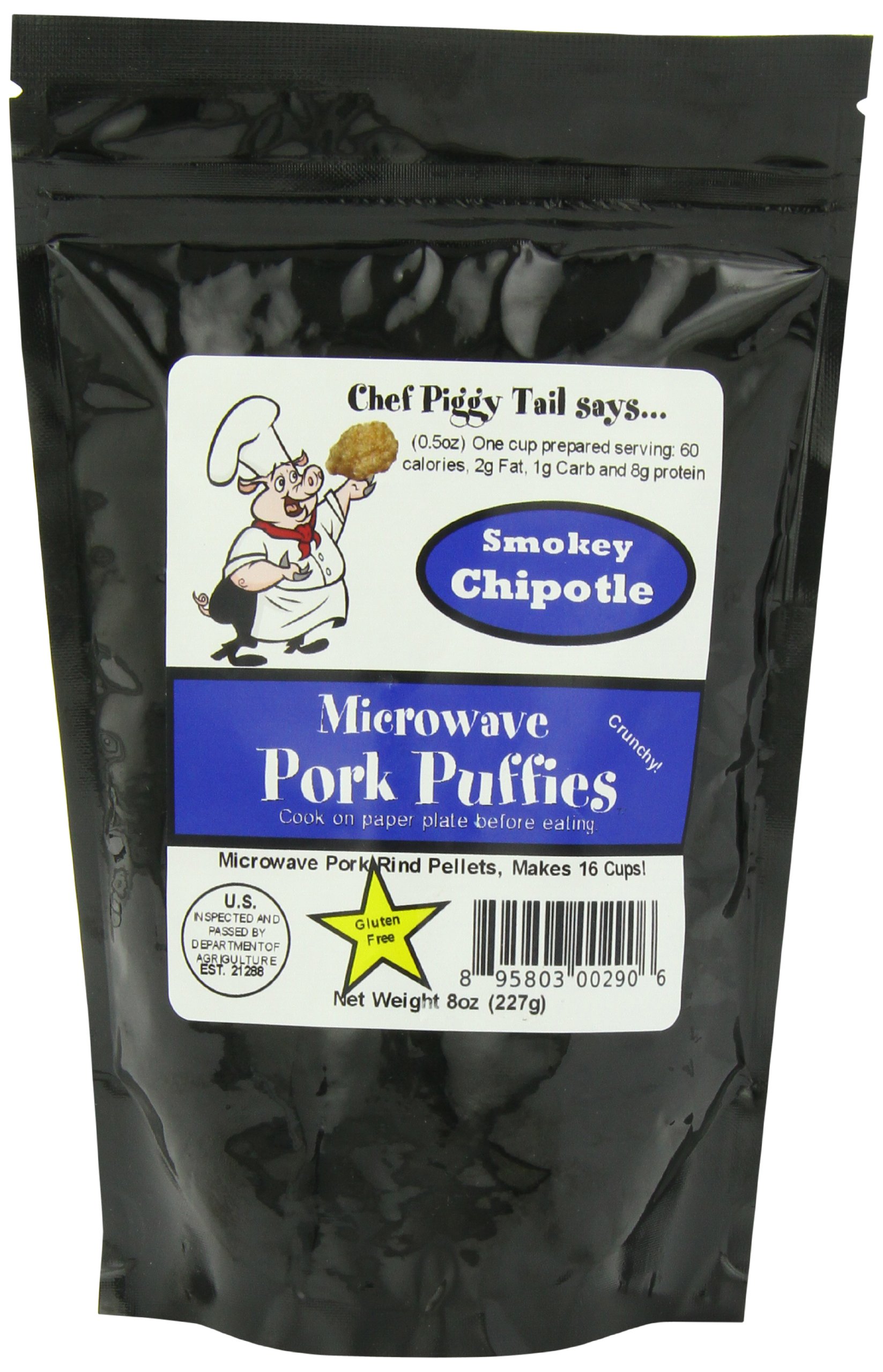 Amazon.com: Chef Piggy Tail Microwave Pork Puffies Pork Rinds, Jalapeno ...