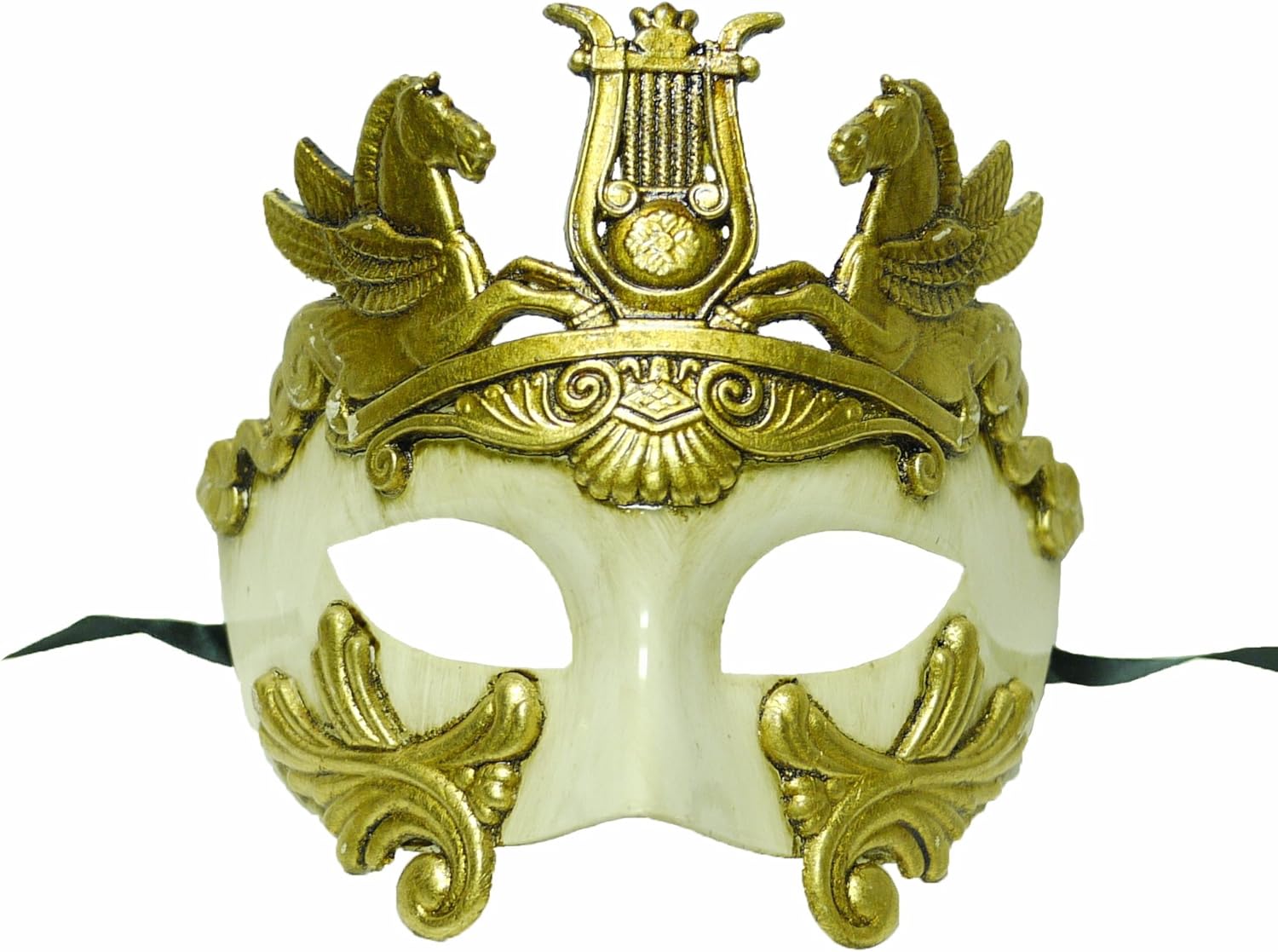 Roman Style Venetian Hand Painted Mask in Gold/White with Stones ...