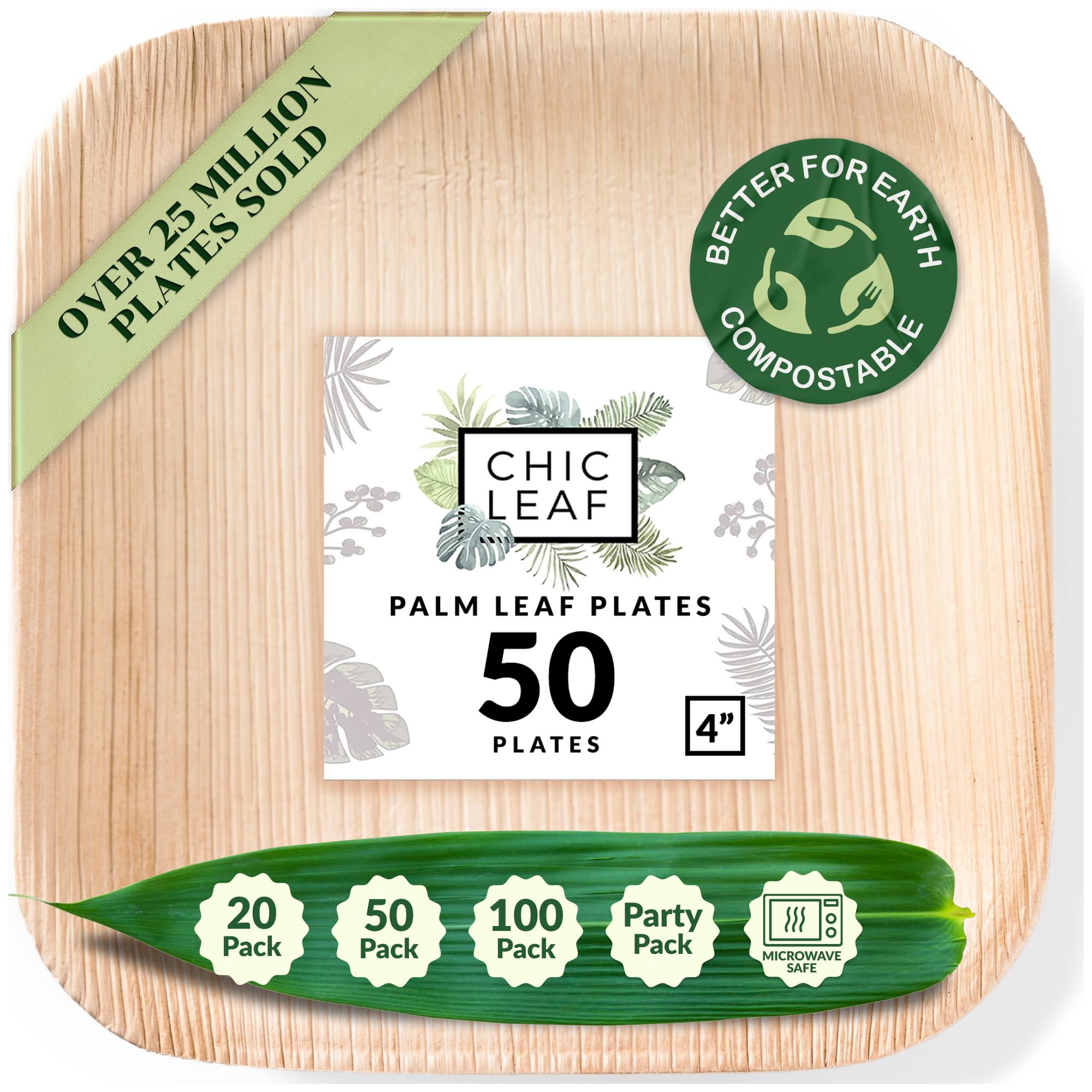 Chic Leaf Compostable and Biodegradable Mini Palm Leaf Disposable ...