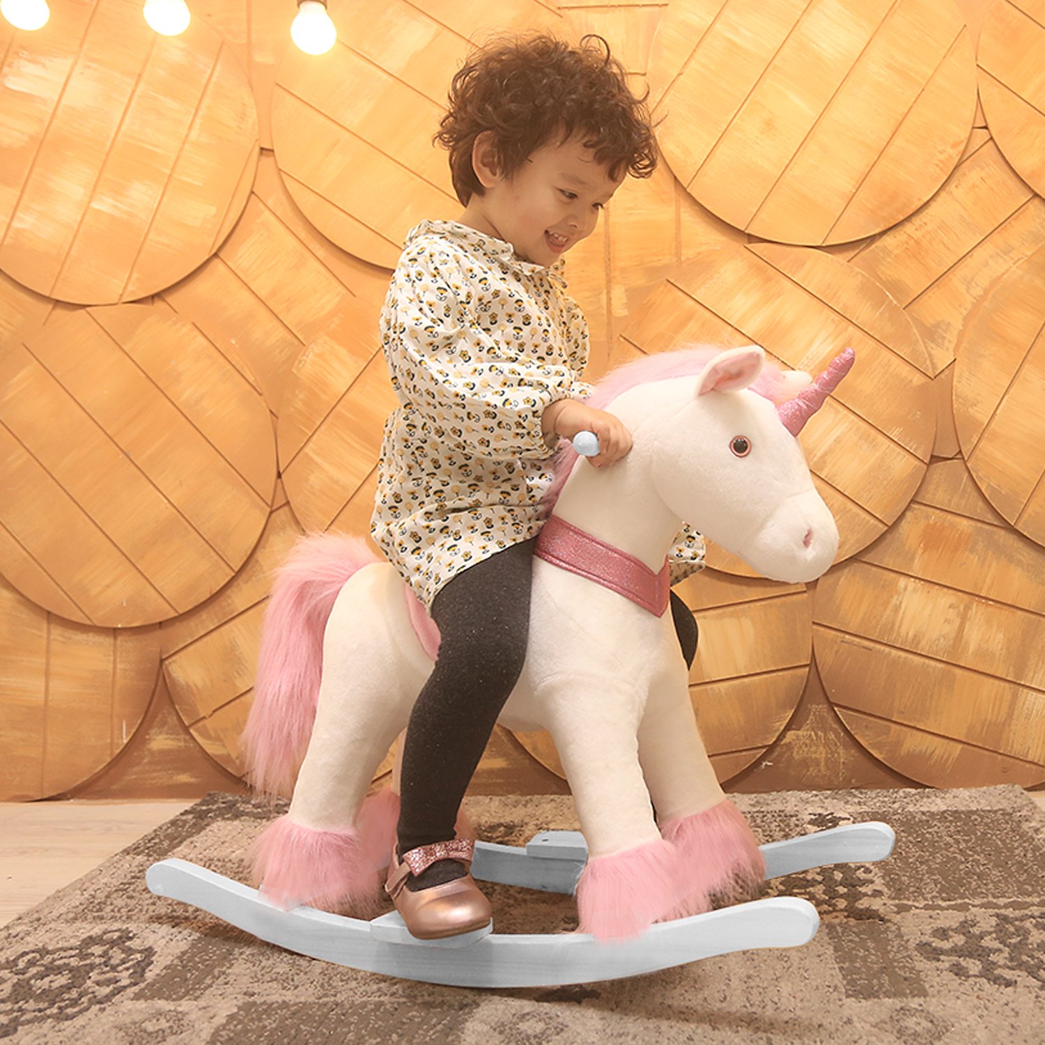 HollyHOME Plush Rocking Unicorn Rocking Horse Plush Rocking Animals