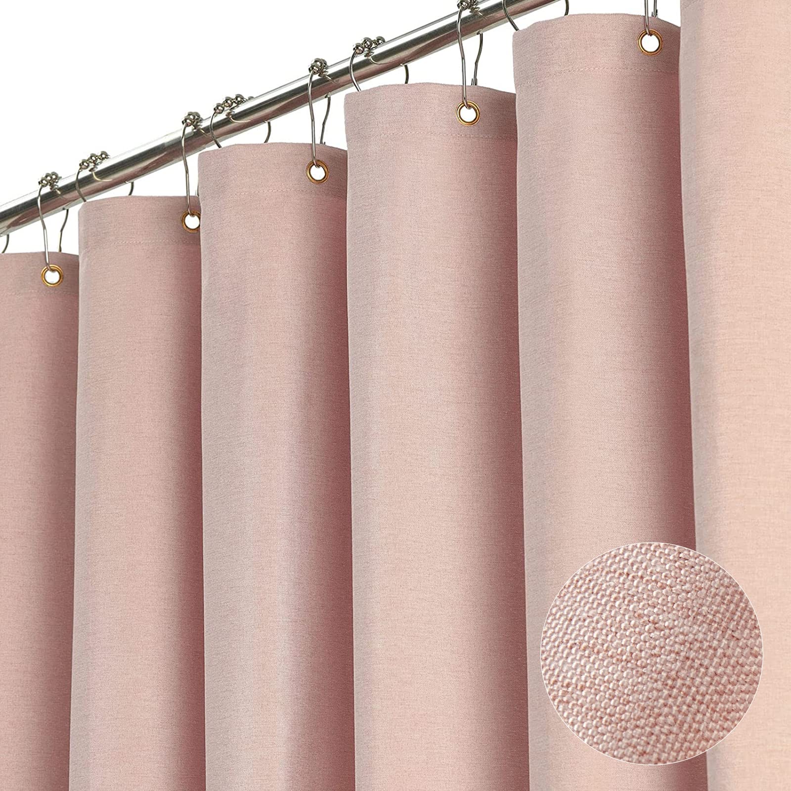 BTTN Extra Long Shower Curtain - 84 Inch Long Linen Textured Heavy Duty ...