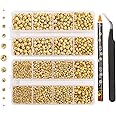 Amazon.com: 6540PCS Gold Resin Flat Back Pearls Rhinestones,Mixed Size 2/3/4/5/6/8/10mm Half ...