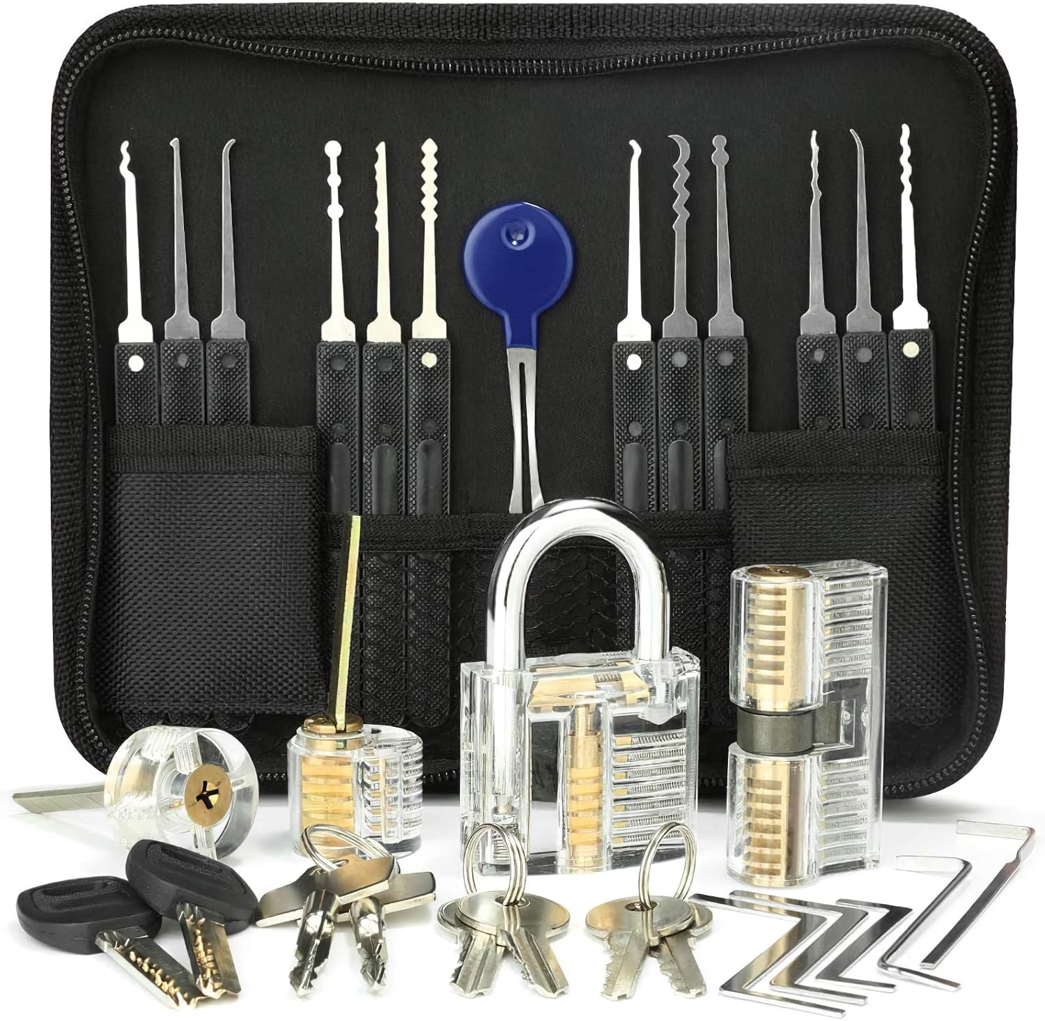IPSXP Lock Picking Set 26 Piece Lock Pick Set With 4 Transparent