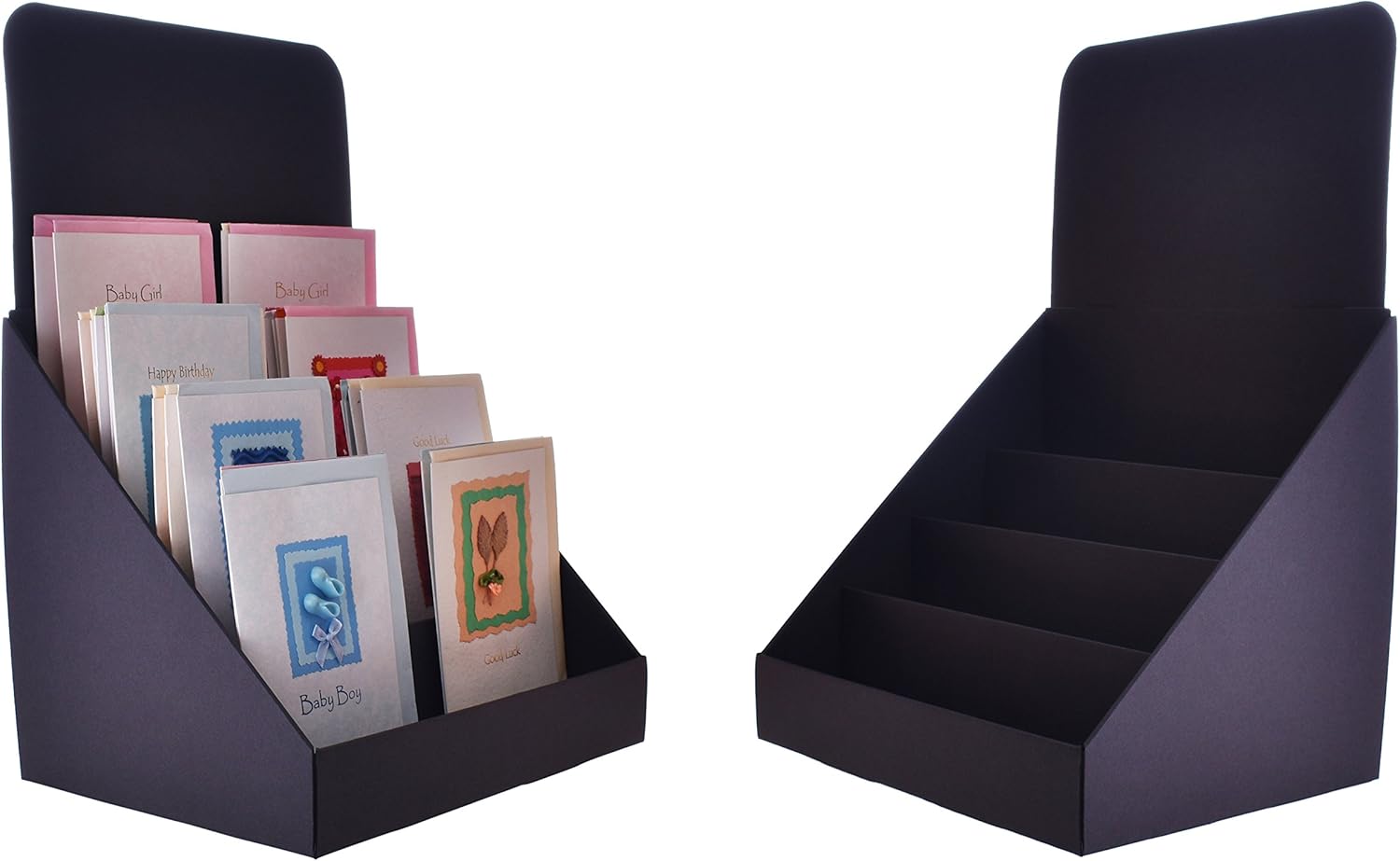 Stand-Store Pre-Assembled Black 12-Inch 4 Tier Cardboard Greeting Card ...