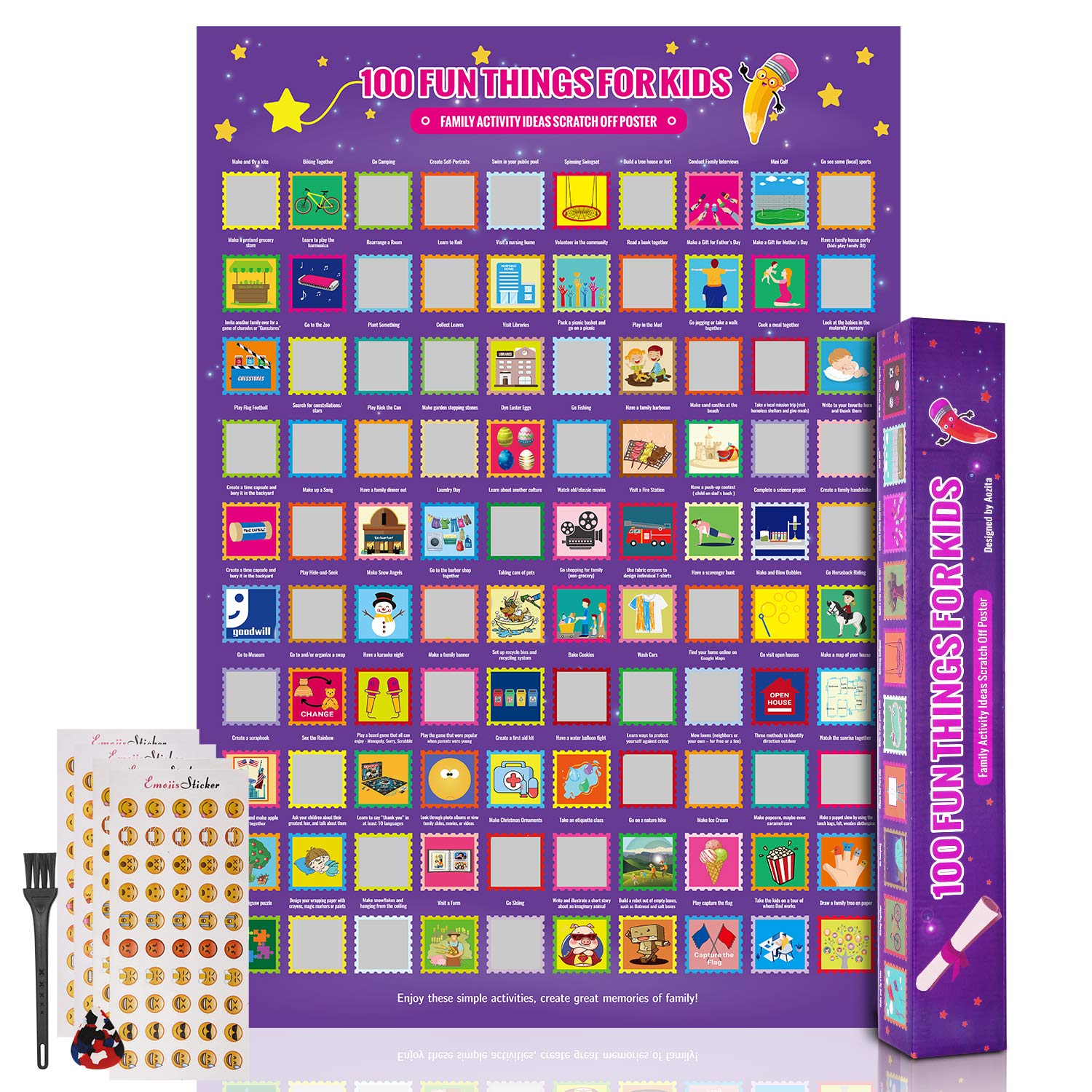 Buy AOZITA [New Ideas] 100 Fun Things Scratch Off for Kids - Family ...