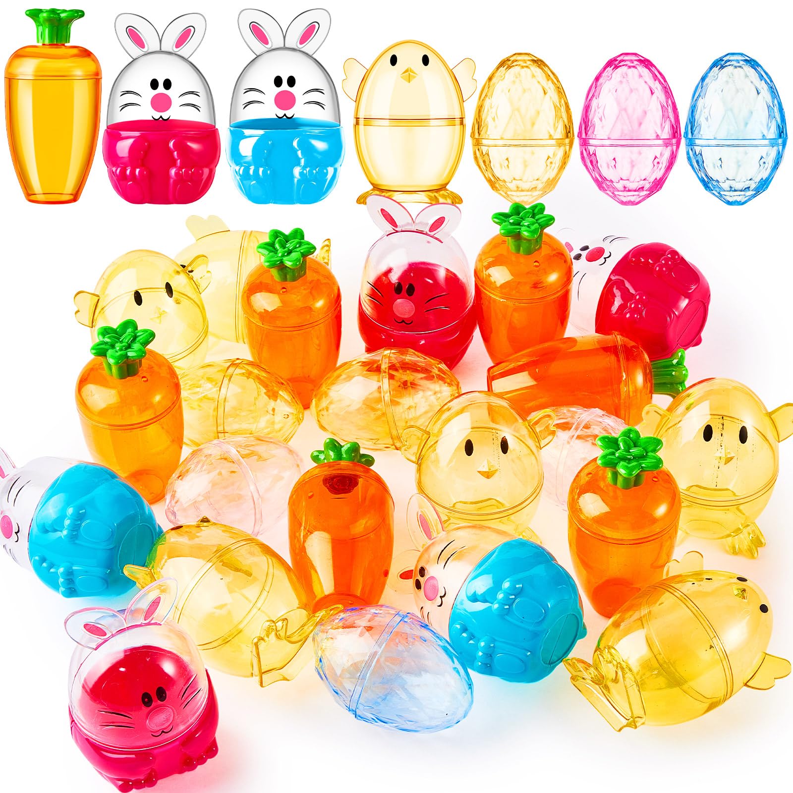 24 Pcs Fillable Easter Carrots Containers Empty Diamond Easter Eggs ...