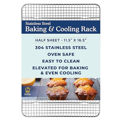 Ultra Cuisine Heavy Duty Cooling Rack for Cooking and Baking - 100% Stainless Steel Baking Rack ...