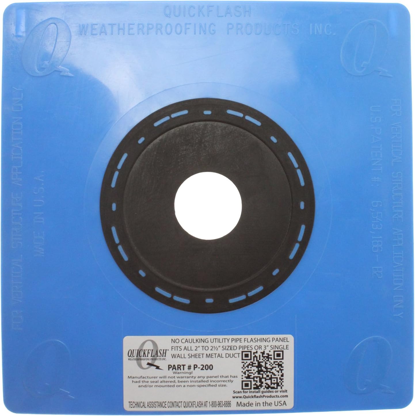Quickflash P-200 No Caulking - Plumbing, Gas, HVAC Pipe Flashing Panel ...
