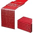 Amazon.com: WISPET Red Sequin Table Runner 12 X 108 Inch Pack of 6 Sequin Rectangle Table Runner ...