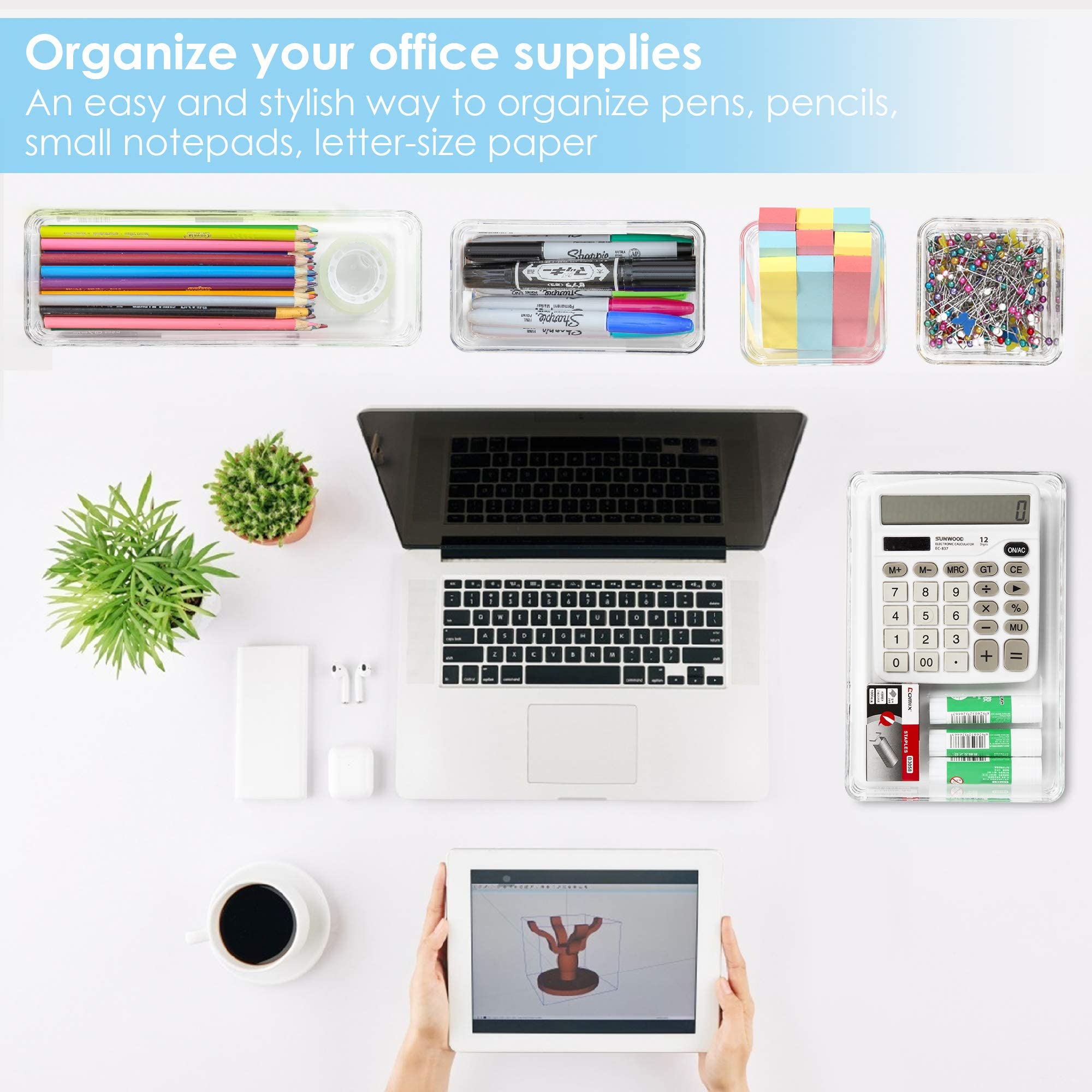 Vtopmart 25 PCS Clear Plastic Drawer Organizers Set, 4-Size Versatile ...