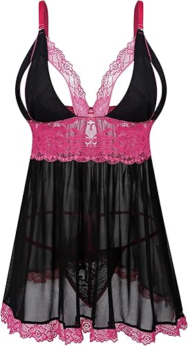 Evelife Women Plus Size Lingerie Set Lace Chemise Nightwear Babydoll ...
