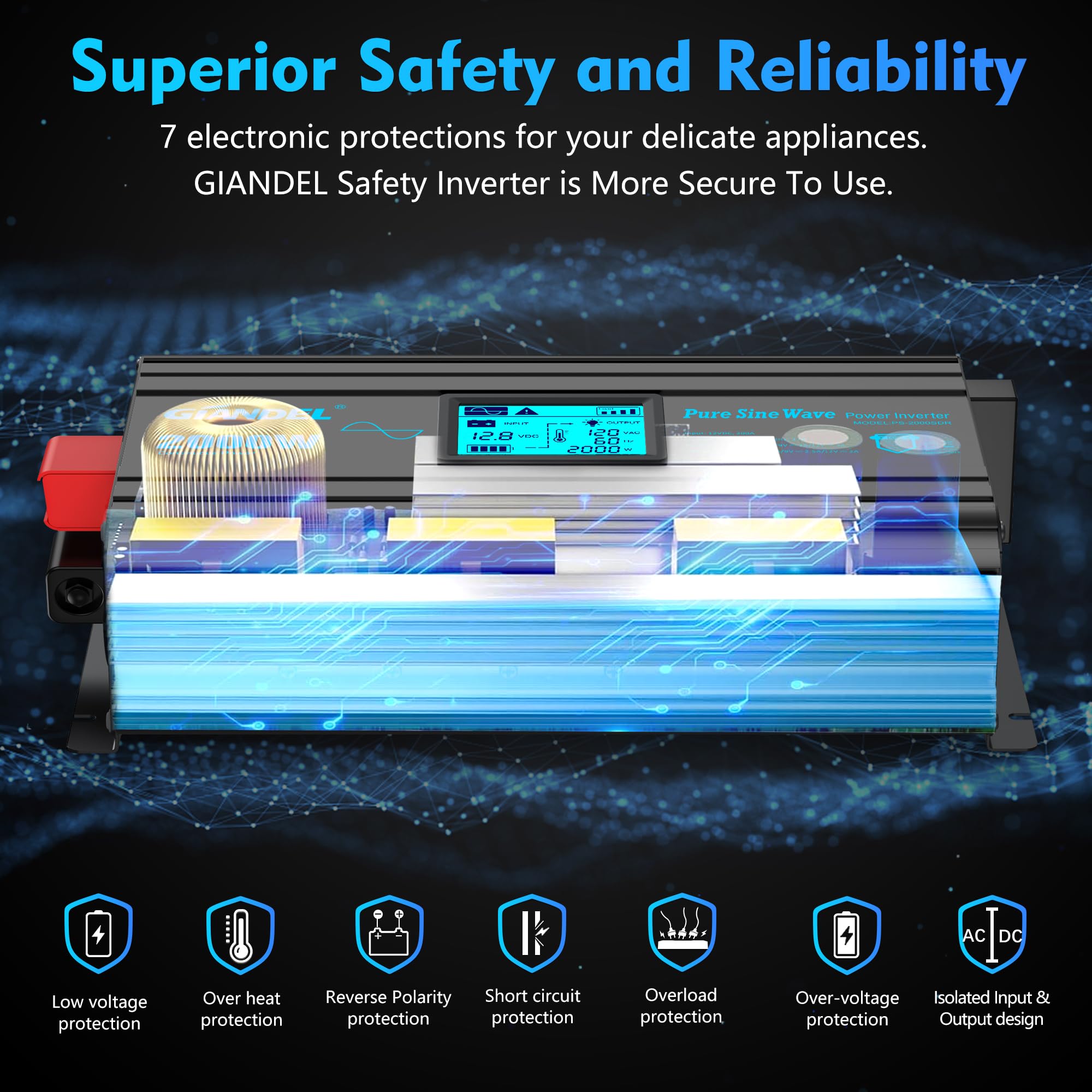 Mua 2000 Watt Pure Sine Wave Power Inverter 2000W 12V DC to 120 V AC ...