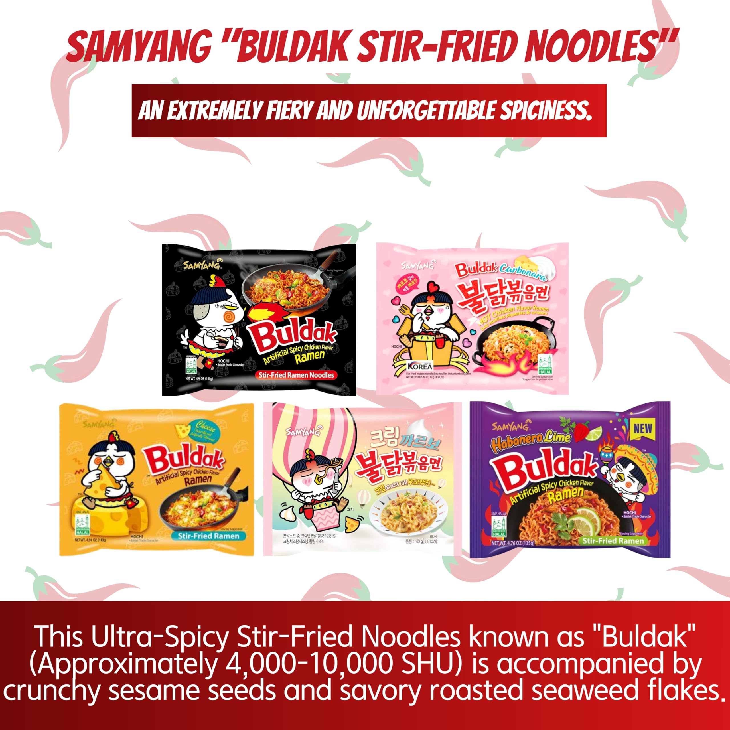 Mua Buldak Ramen Noodles 5 Flavor Variety Combo - Original, 2x Spicy ...