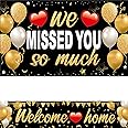 Amazon.com: 2Pcs Welcome Home Decorations We Missed You So Much Banner, Black Gold Welcome Back ...
