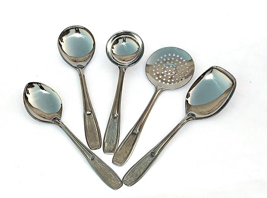 Buy Stainless Steel Cooking and Serving Spoon Set of 5 Online at Low ...