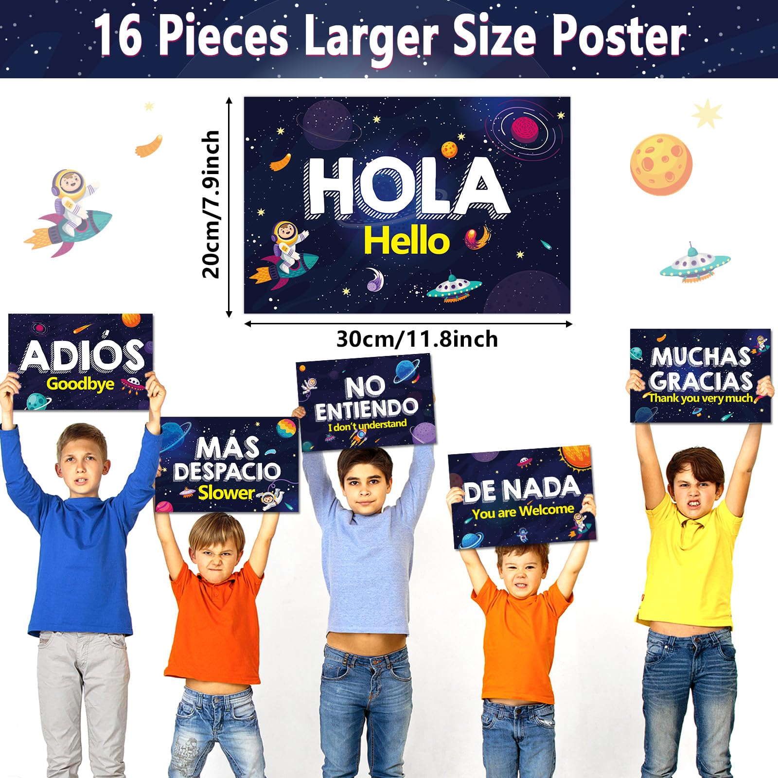 Mua gisgfim 16 Pcs Spanish Words and Phrases Poster Set Spanish Phrases ...