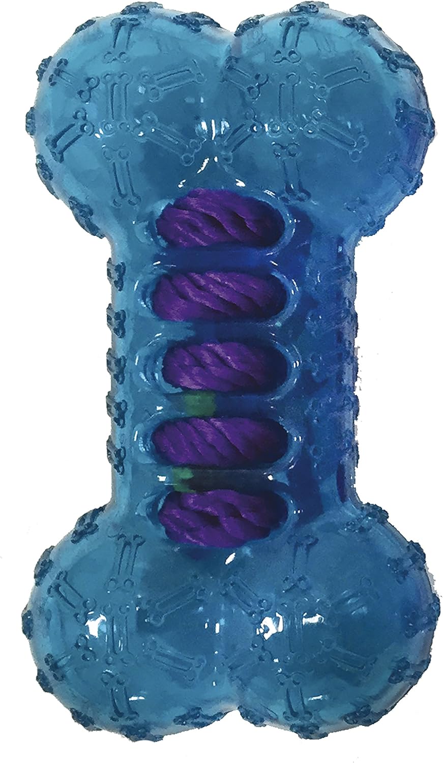 Croci Rubber Toy Bone with TPR Rope, 14 x 8 cm – BigaMart