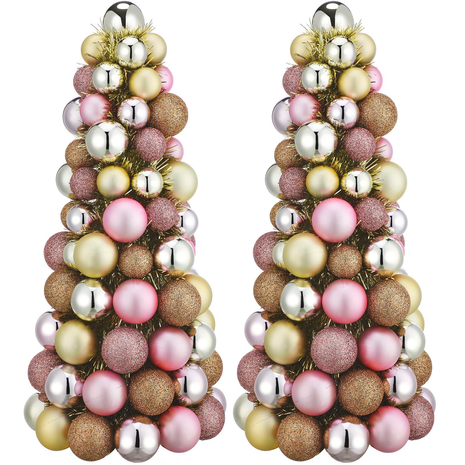 Yuxung 2 Pcs 16 Inch Christmas Ball Tree with 2 Led String Lights Mini ...