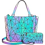 Geometric Luminous Purses and Handbags for Women Holographic Reflective ...