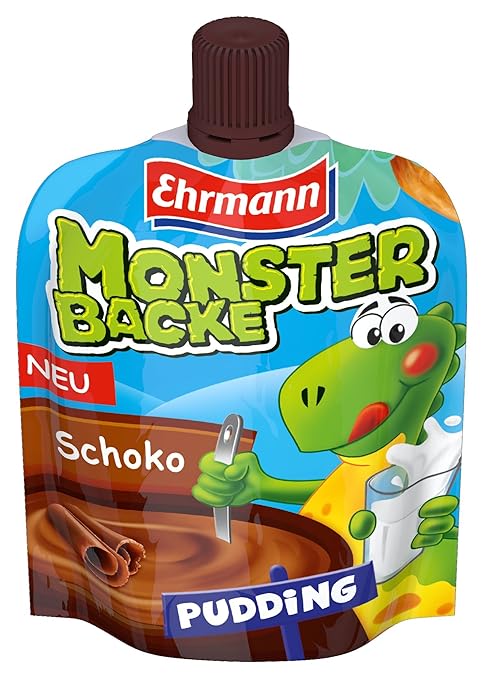 Ehrmann Monster Backe Pudding Schoko Quetschbeutel, 90 g: Amazon.de ...