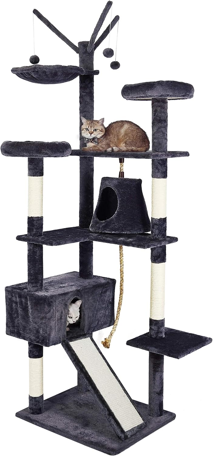Meerveil Cat Tree Large Palace Cat Climbing Frame Scratching Board, 6 ...