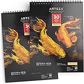 Amazon.com: ARTEZA Spiral Sketch Book 5.5x8.5 Black Art Paper Drawing Pad 3 Pack 50 Sheets ...