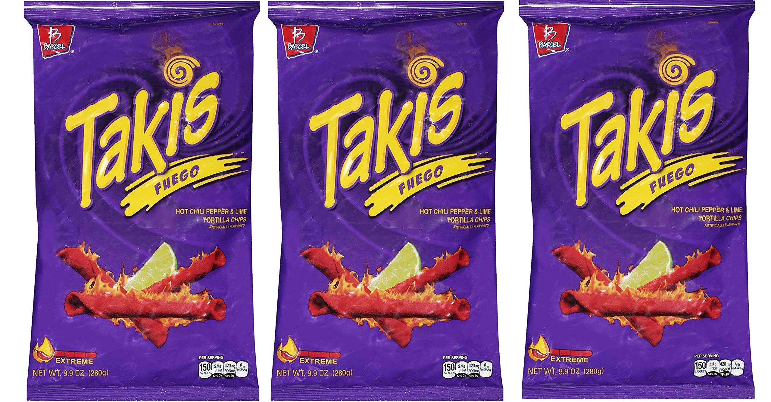 Tortilla Chips With Chili Lime Flavor Barcel Takis Fuego Papitas ...