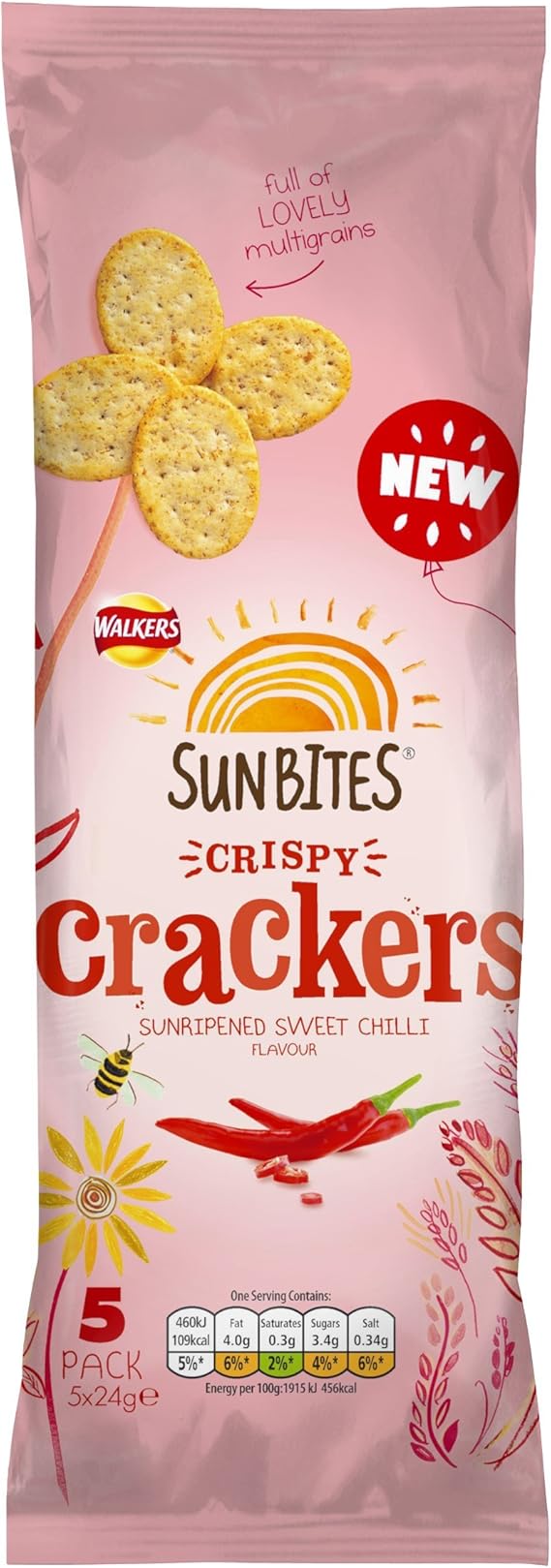 Sunbites Sun Ripened Sweet Chilli Crackers, 24 g, Pack of 5: Amazon.co ...