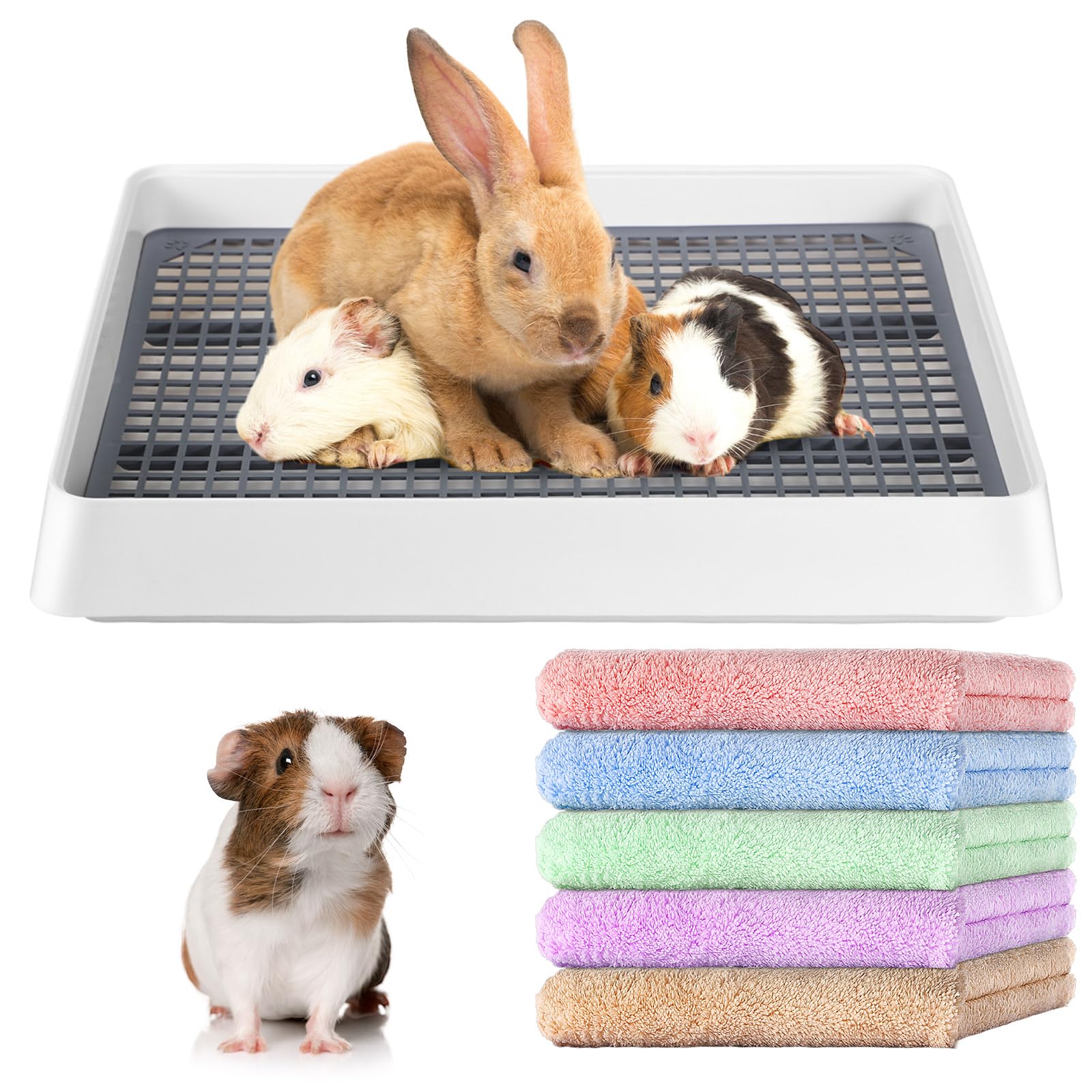Zhehao Rabbit Litter Box Large Bunny Litter Box with 10 Pcs Blankets ...
