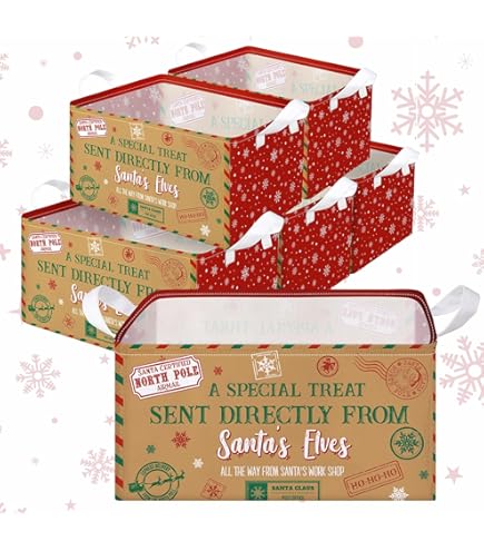 Maxcheck 6-Pack Large Christmas Storage Baskets – Foldable Fabric Gift ...