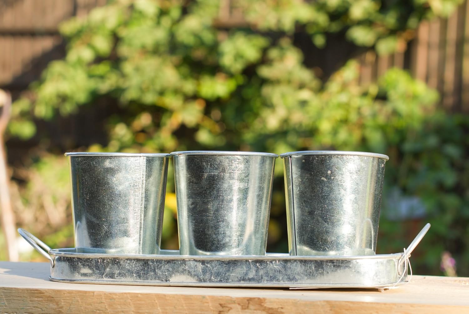 3 Pots on a tray - galvanized steel: Amazon.co.uk: Kitchen & Home