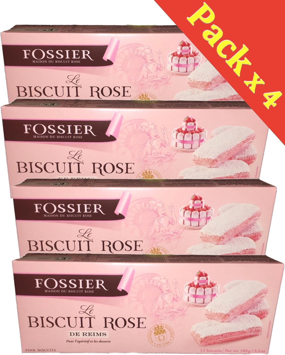 Maison Fossier - Biscuits Roses de Reims - 4 X 100 Gr: Amazon.fr: Epicerie