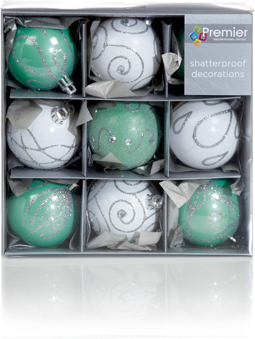 Set Of Nine Pale Green White Christmas Tree Baubles 6cm Amazon co uk Kitchen Home set-of-nine-pale-green-white-christmas-tree-baubles-6cm-amazon-co-uk-kitchen-home