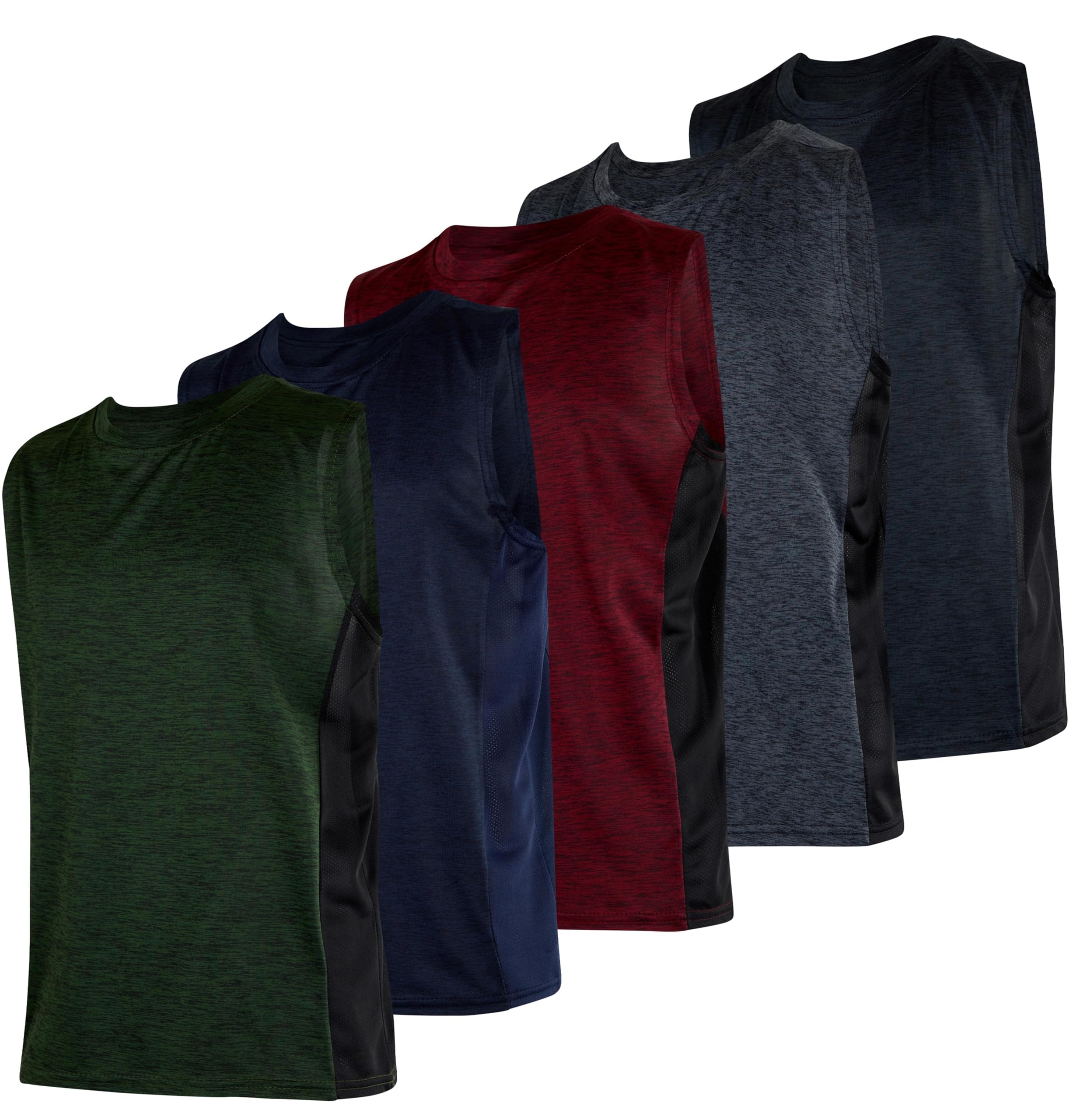 Real Essentials 5 Pack: Boys Active Quick Dry Fit Tanks Tops Shirts Boy ...