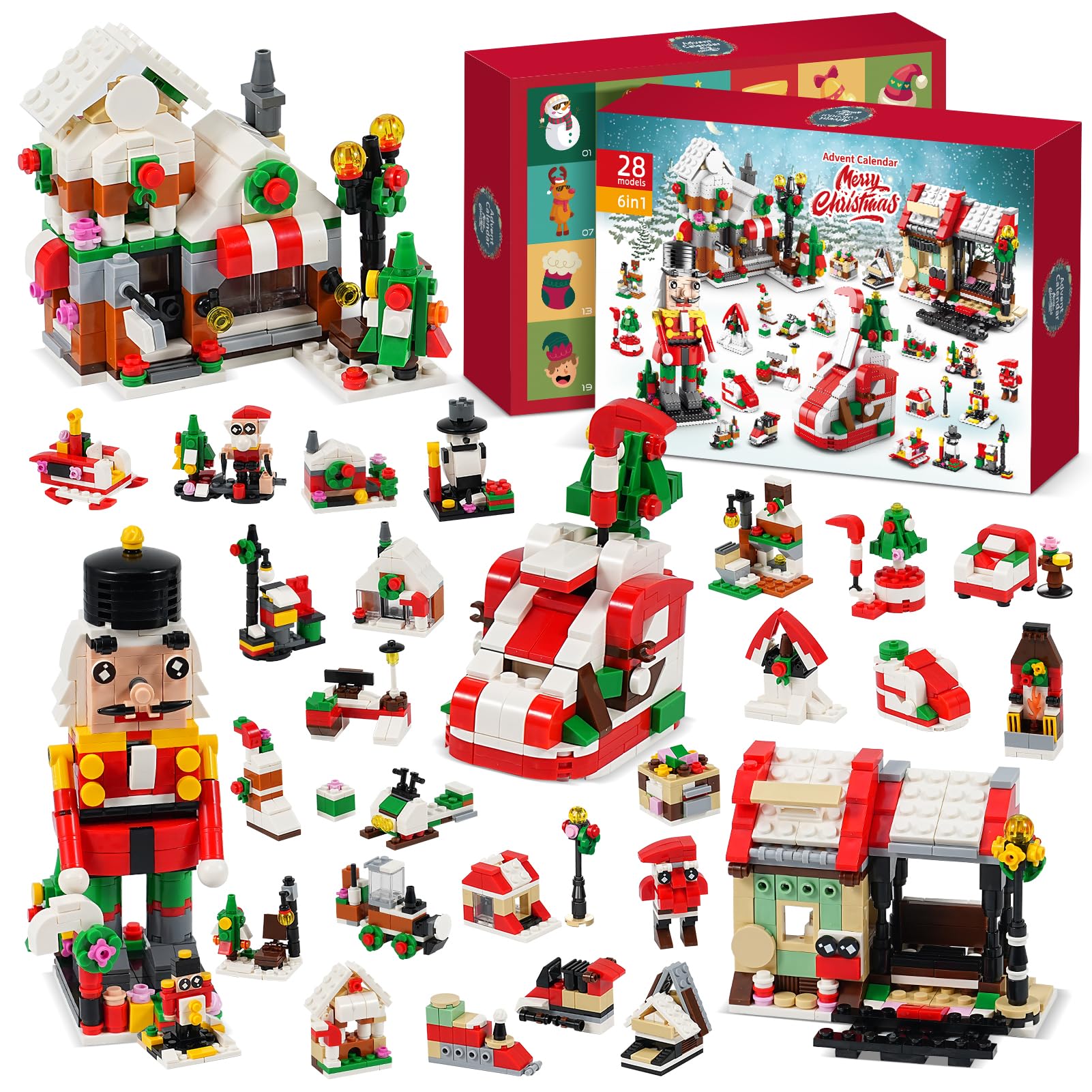 Christmas Advent Calendar 2024 with 1075 Pcs Building Blocks for Kids ...