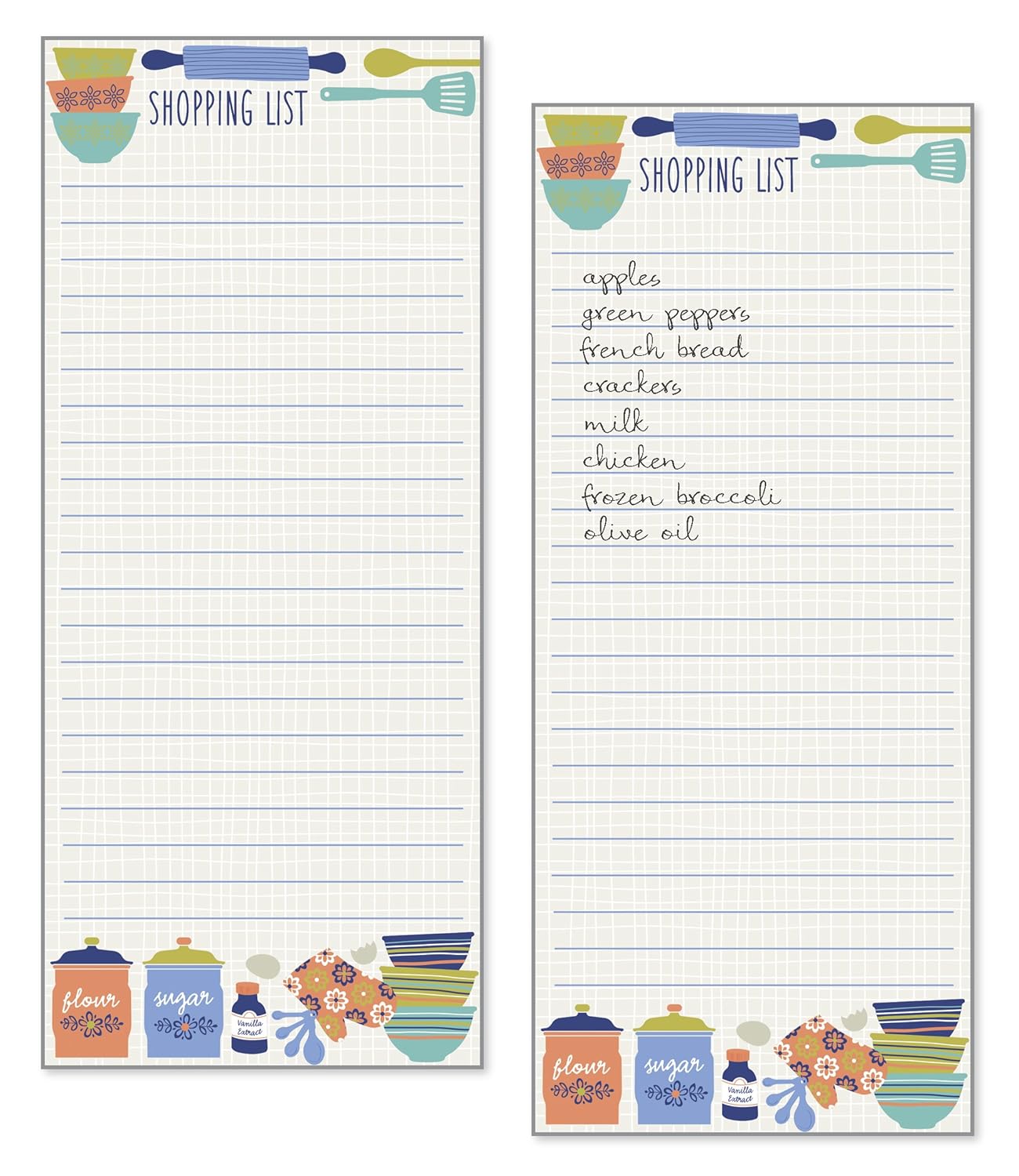 Set of 2- Kitchen Design List Pad, Notepad, Shopping List with ...