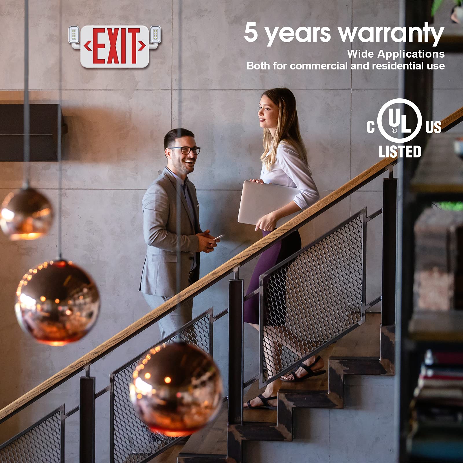 SITISFI Led Combo Emergency Exit Sign Light With Two Adjustable Head ...