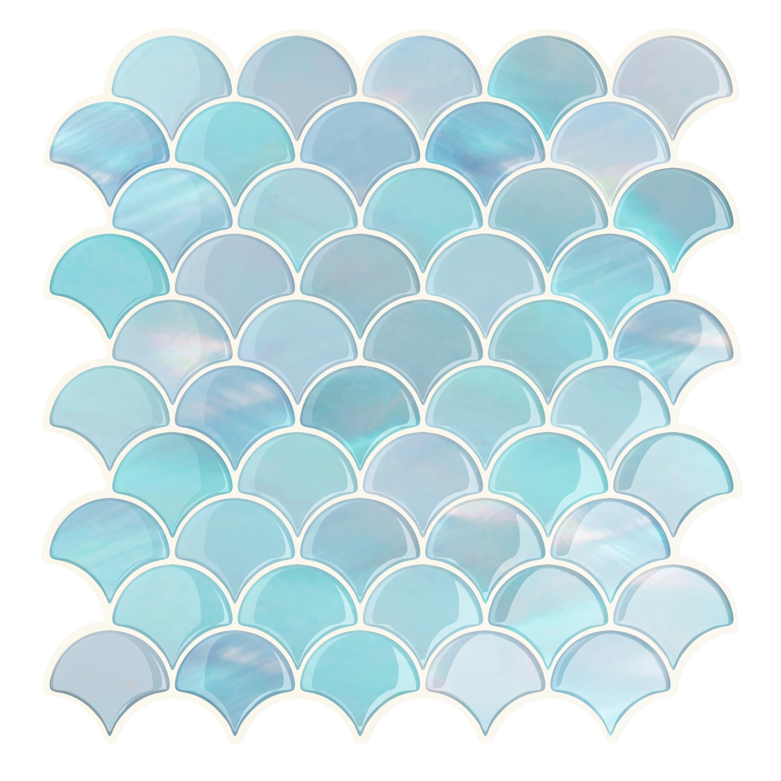VEELIKE Blue Peel and Stick Backsplash 24 Sheet Fish Scale Kitchen ...
