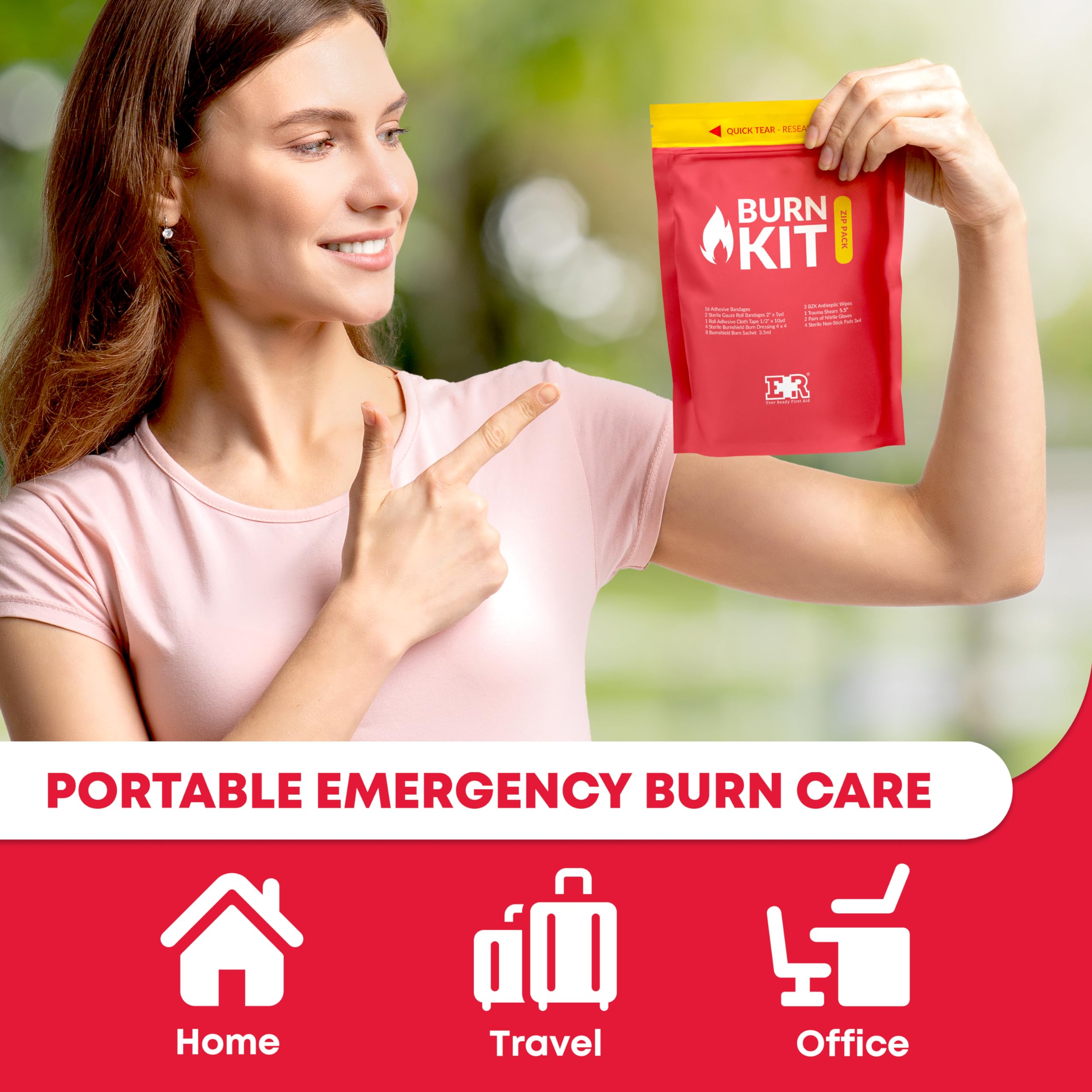 Mua Ever Ready First Aid Emergency Burn Kit in Compact First Aid All-Purpose Resealable Pack for ...