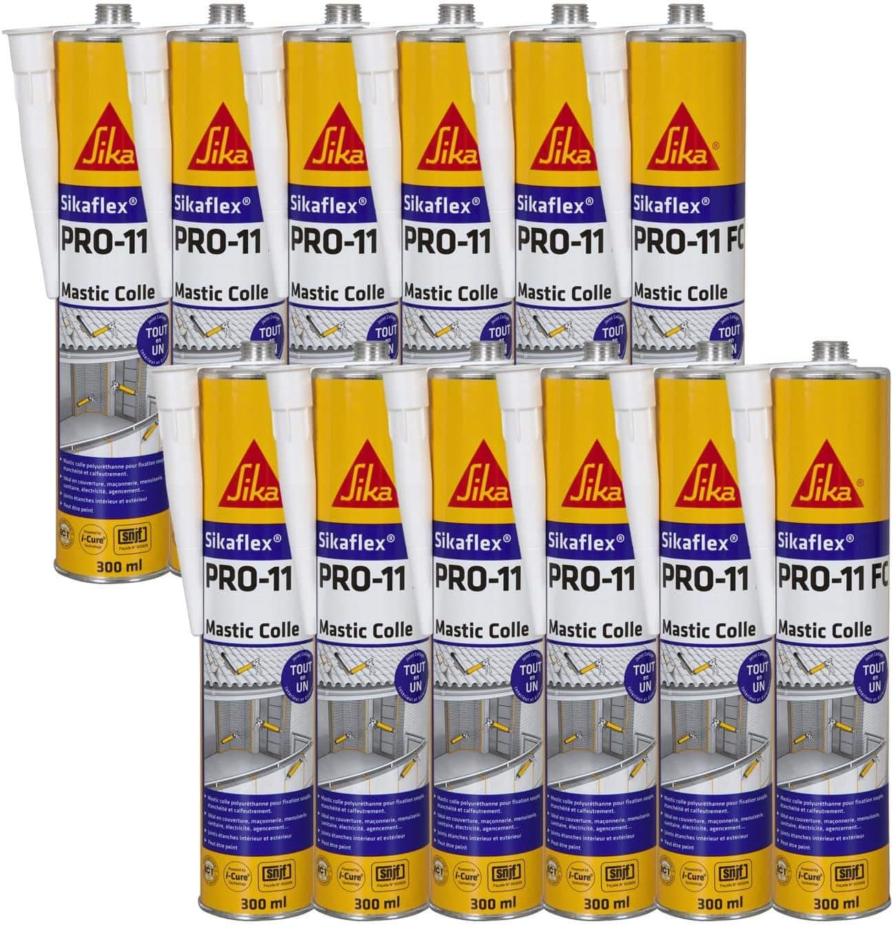 SIKA Mastic Colle Sikaflex Pro 11 FC - Blanc - 300ml - Lot de 12 ...