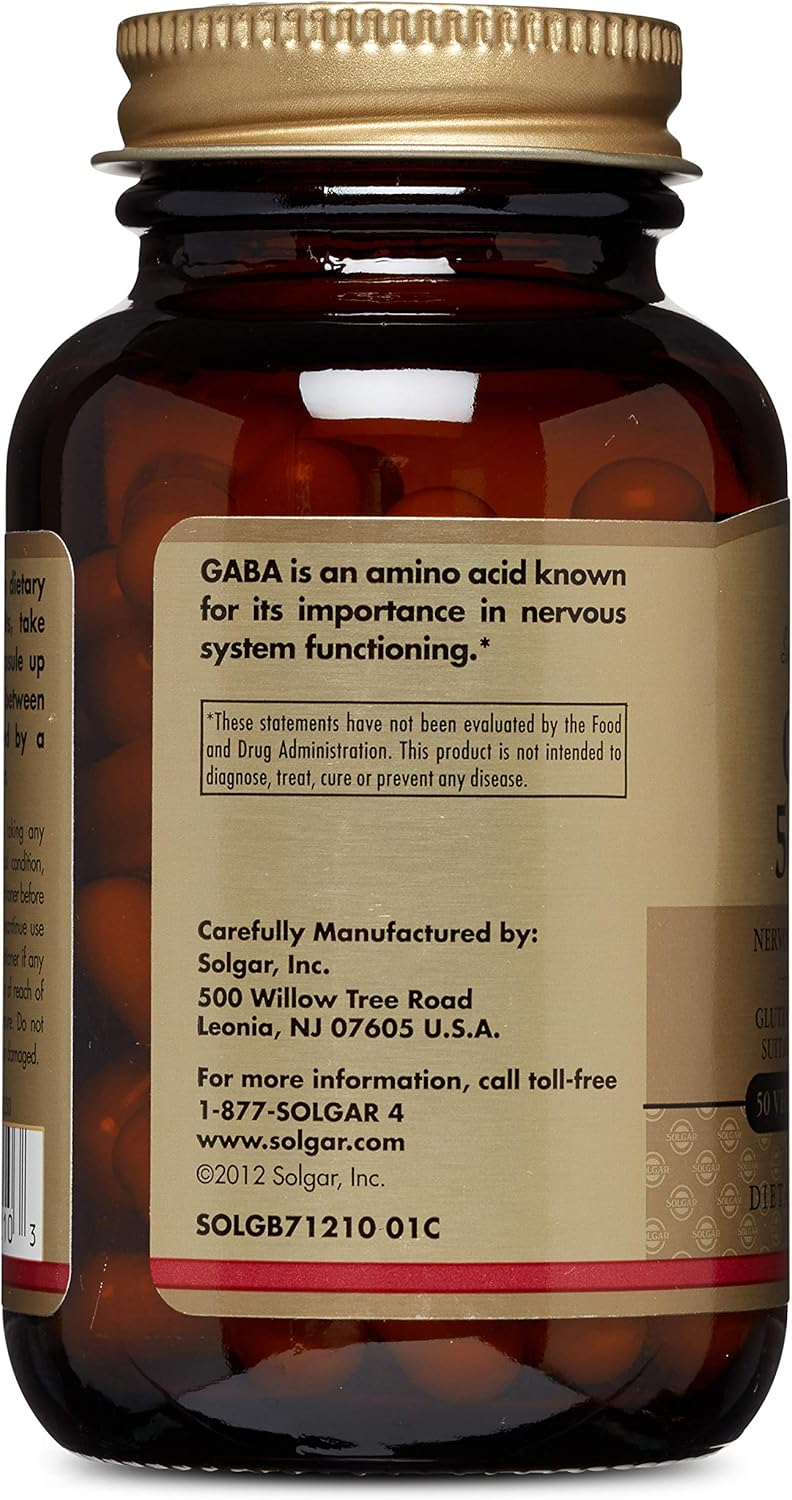 Solgar – GABA 500 mg, 50 Vegetable Capsules - 100 Vegetable Capsules ...