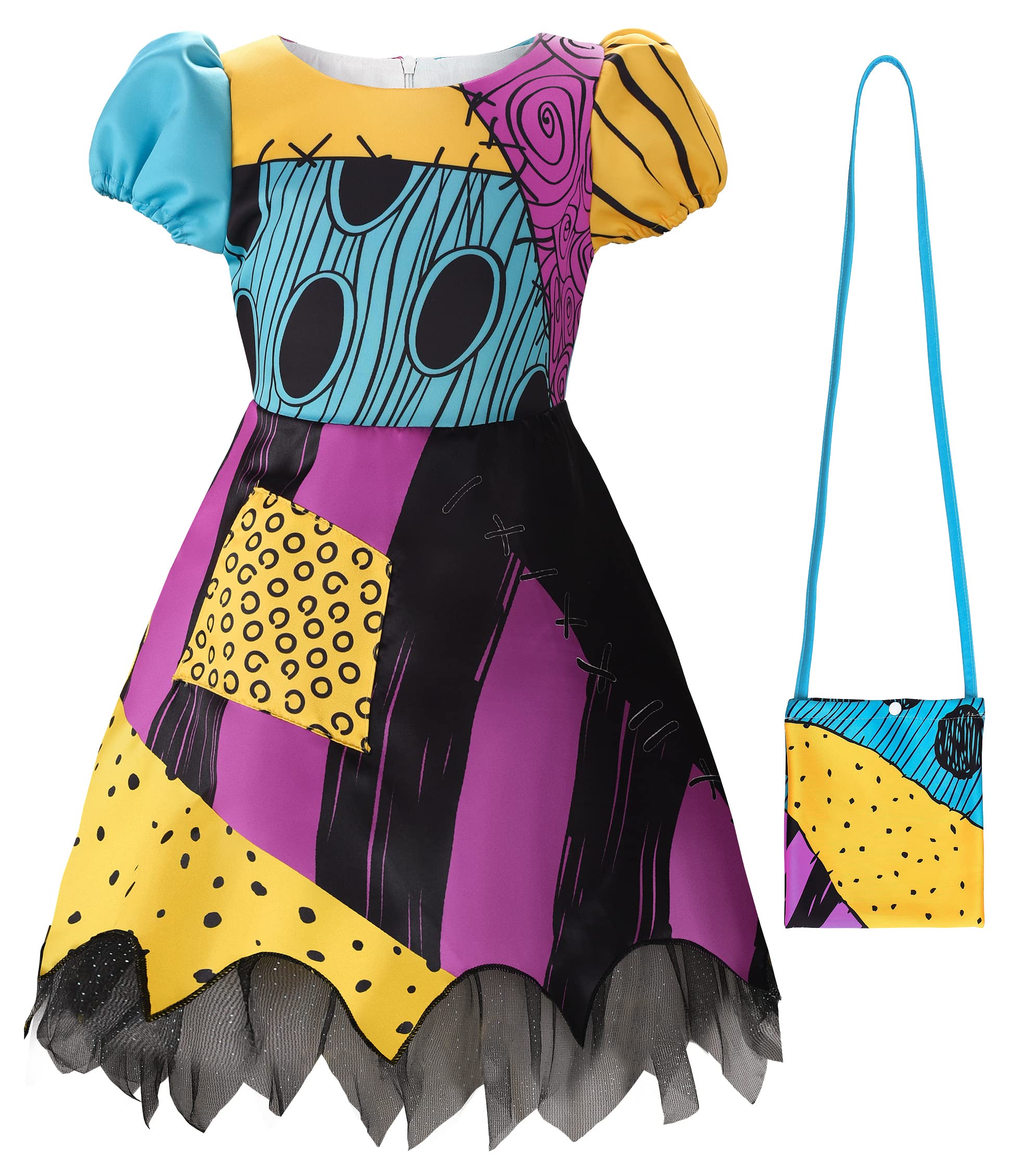 Uplus ME Sally Costume Girls Sally Dress with Bag Kids Halloween ...