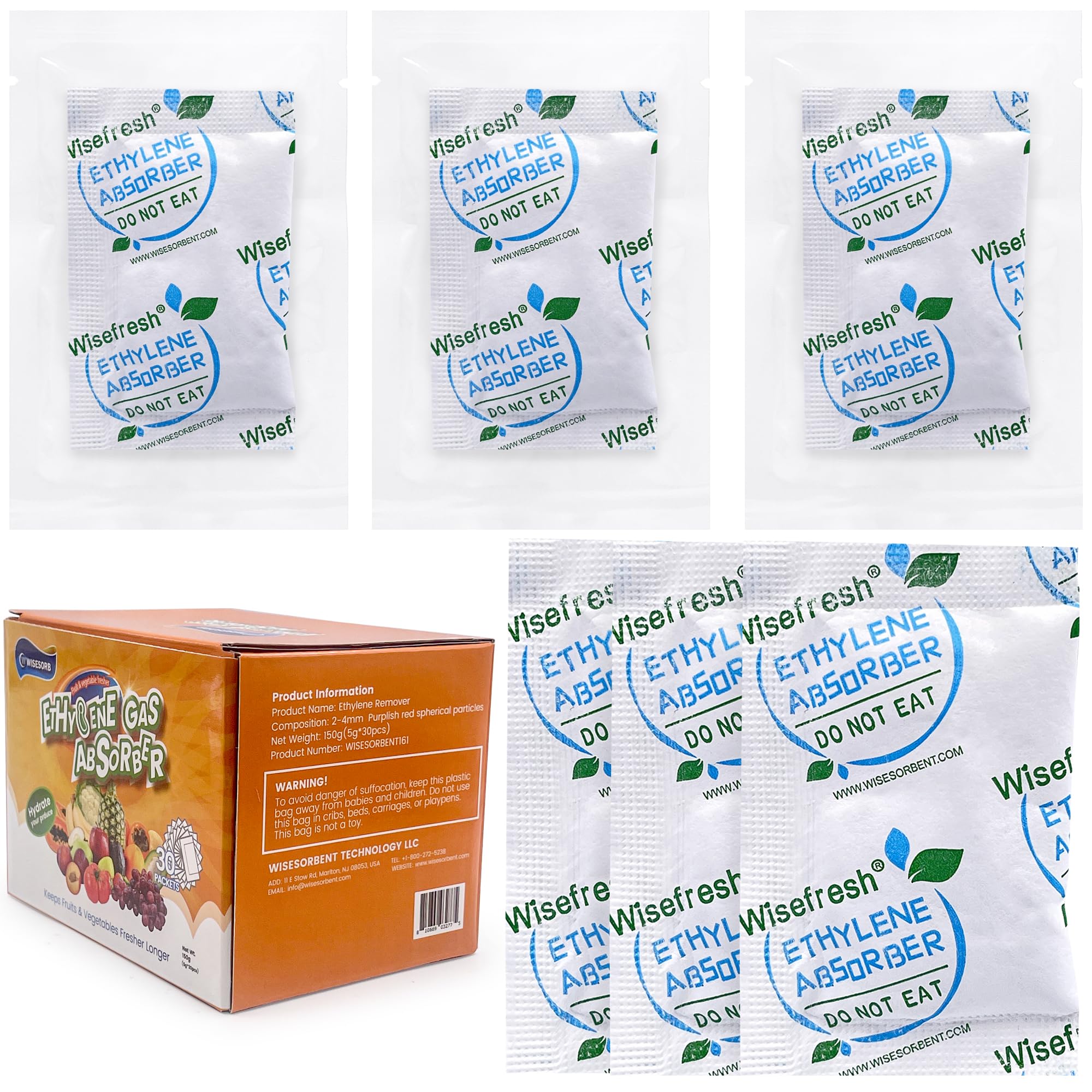 WiseFresh 30 Packs 5 Gram Ethylene Gas Absorber Packet, Vegetable ...