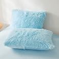 Amazon.com: Faux Fur Pillow Cases Blue 26"x20", Furry Shaggy Plush ...