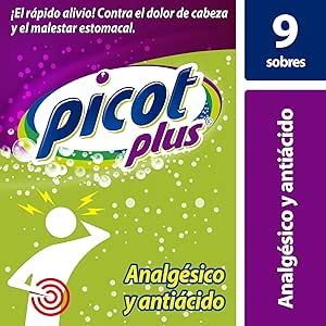 Analgésico y Antiácido, Picot Plus, Caja con 9 sobres Efervescente en ...