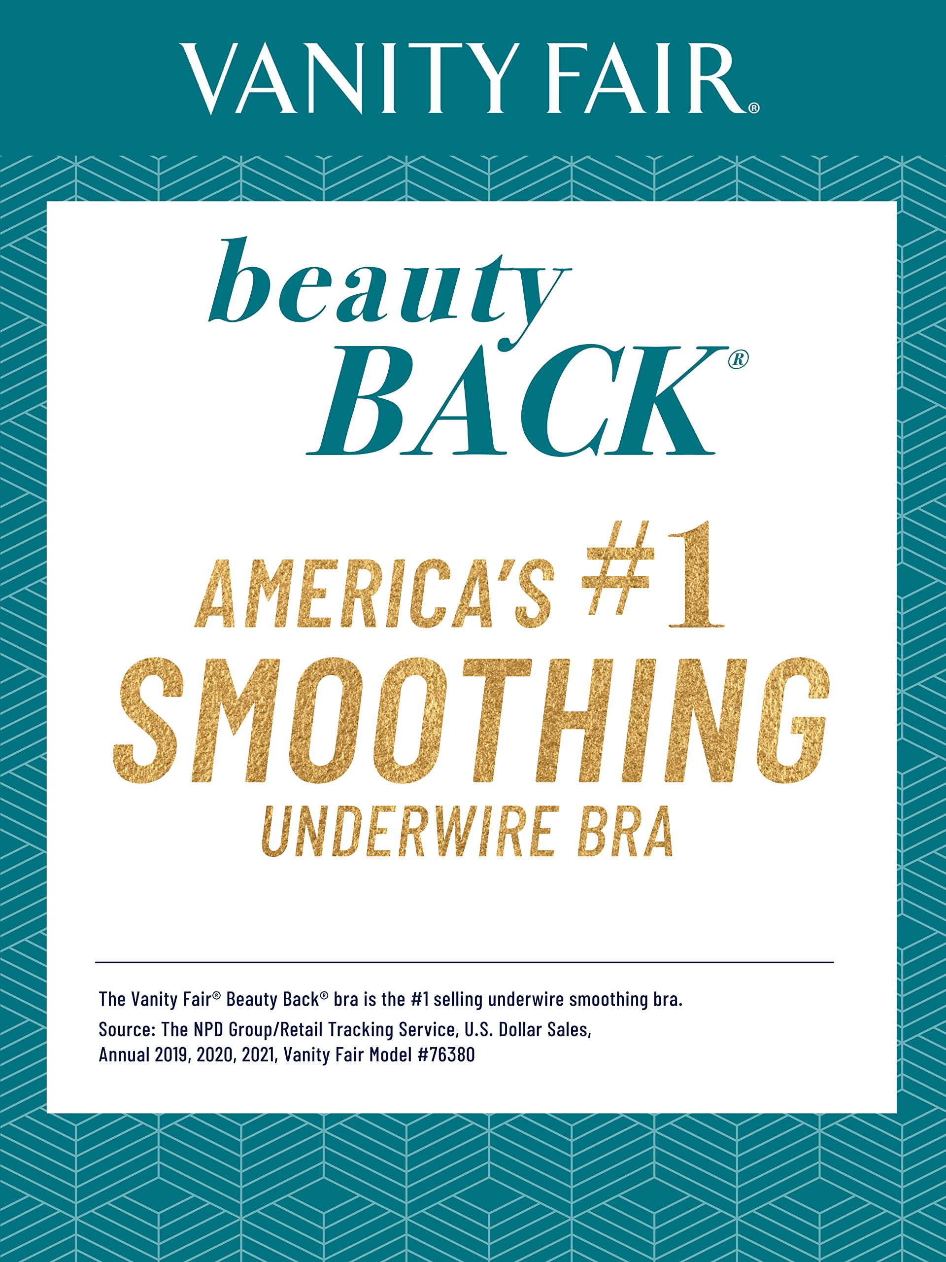 Vanity Fair 71380 Beauty Back Smoother Wirefree Bra 40 D Damask Neutral ...